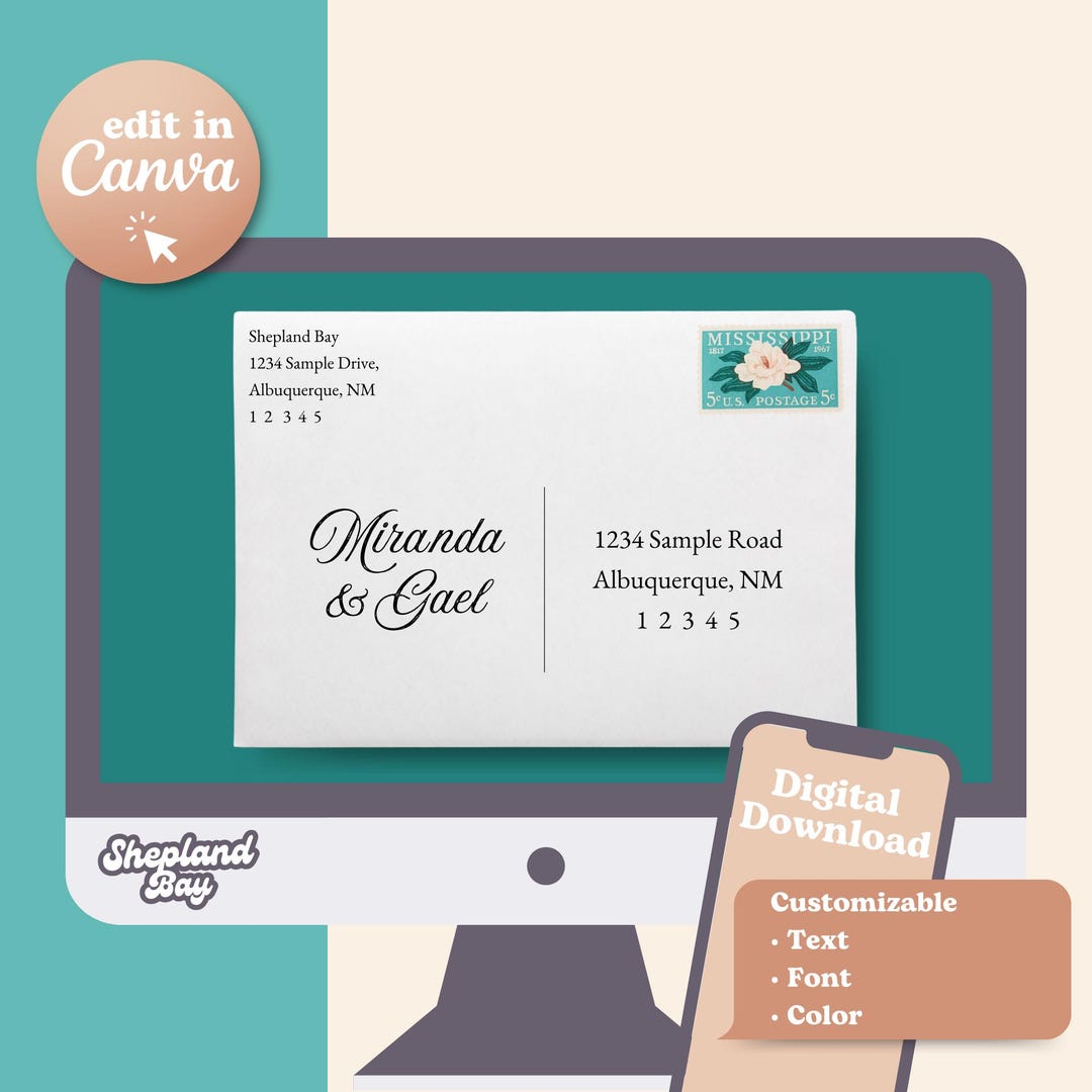 Editable Envelope for Return and Recipient Address, Printable Envelope ...