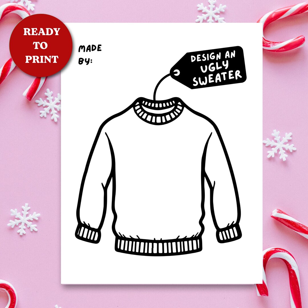 Design an Ugly Sweater Sheet for a Party, Christmas Party Game ...