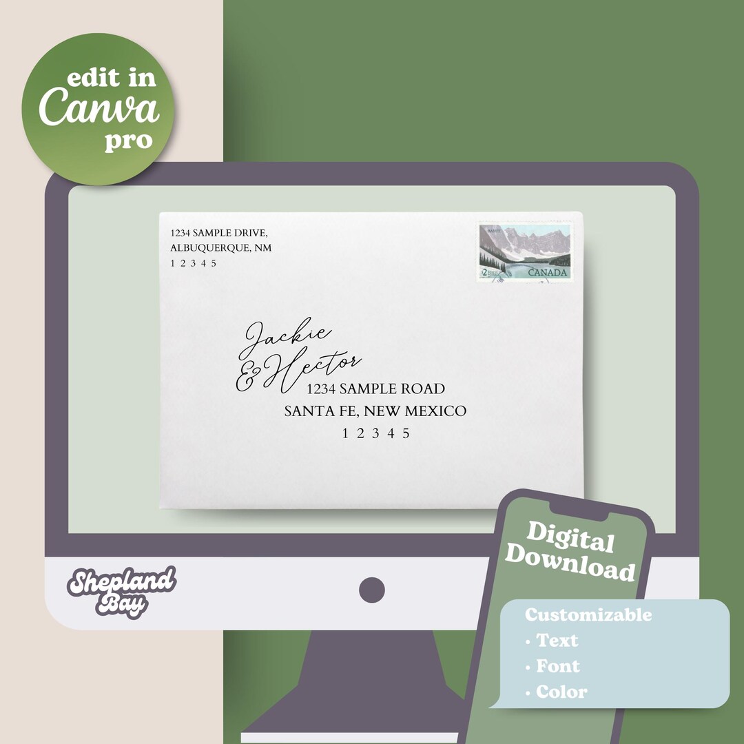 Editable Calligraphy Envelope Recipient Address, Printable Envelope ...