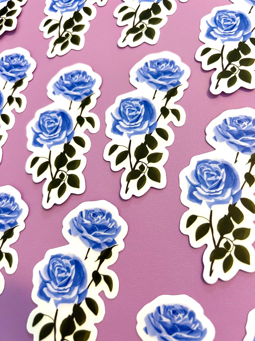 Blue Rose Sticker With Clear Background, Blue Roses Painting, Rose ...