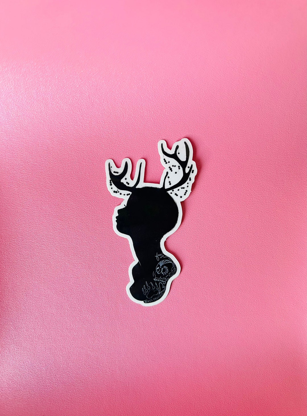 Antler Woman Silhouette Black Vinyl Sticker Elder Emo Girl Decal ...