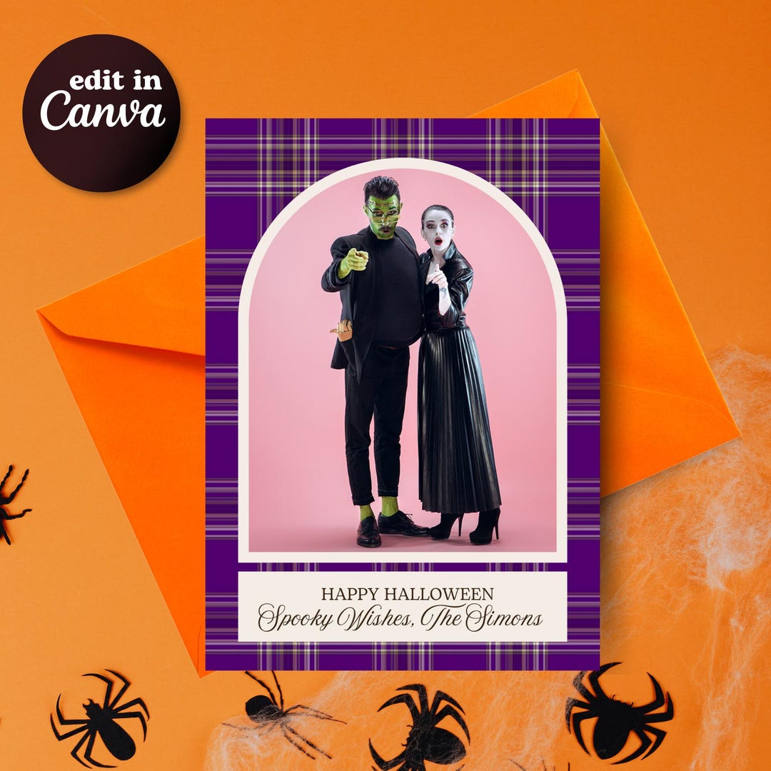 Digital Halloween Photo Greeting Card, Happy Halloween Editable ...