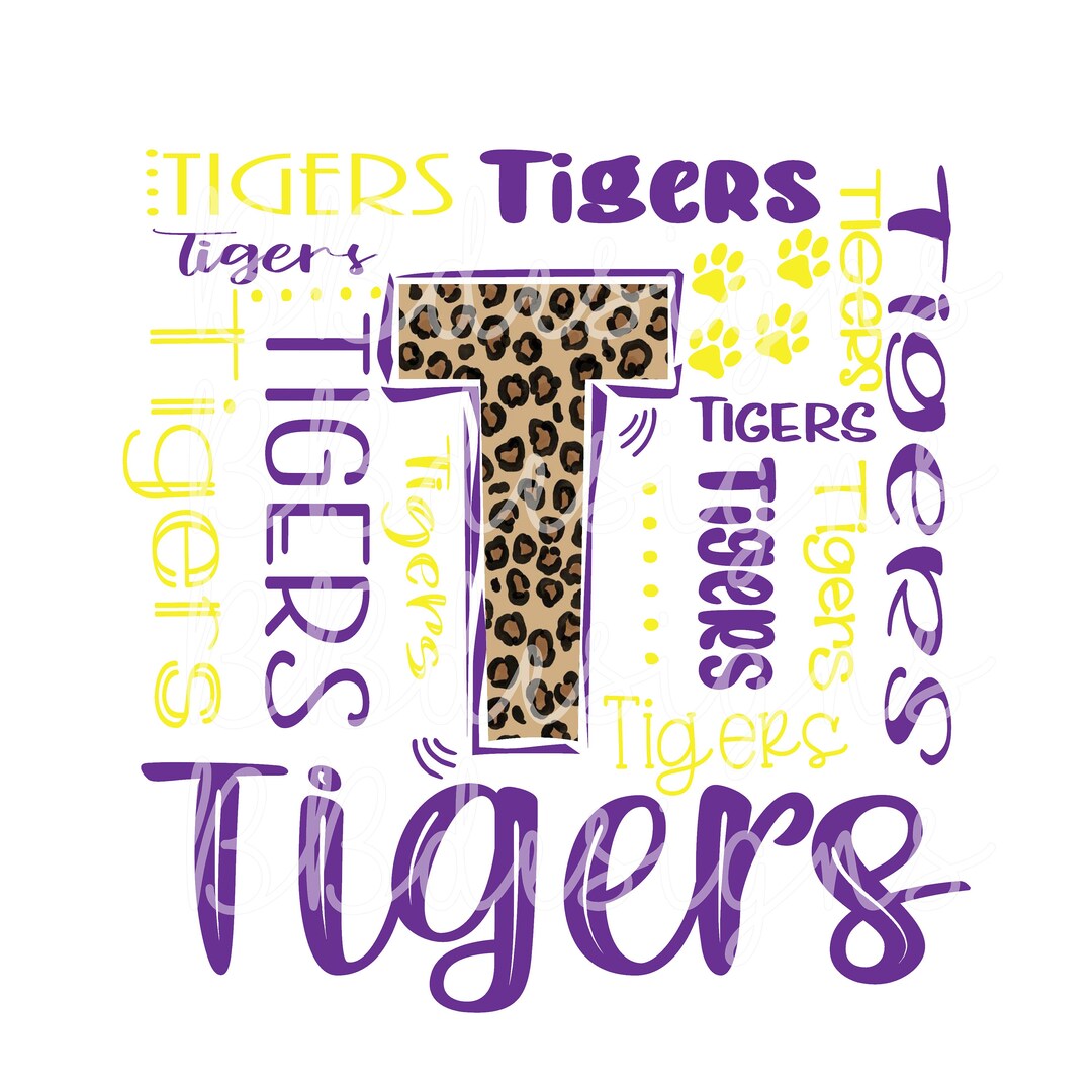 Tigers Purple & Yellow Typography PNG - Etsy