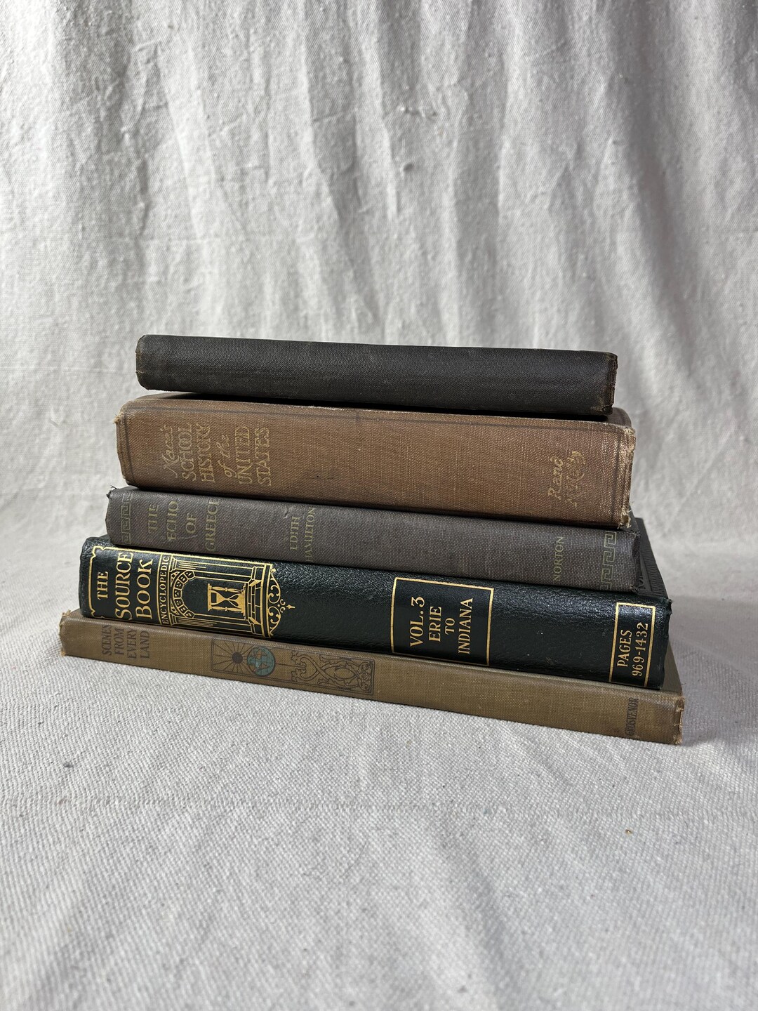 Vintage Black and Brown Book Stack, 5 Decorative Books, Book Decor ...
