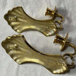 Pair of Vintage Brass Candle Sconces, Shell, Fan, Wall Sconce ...