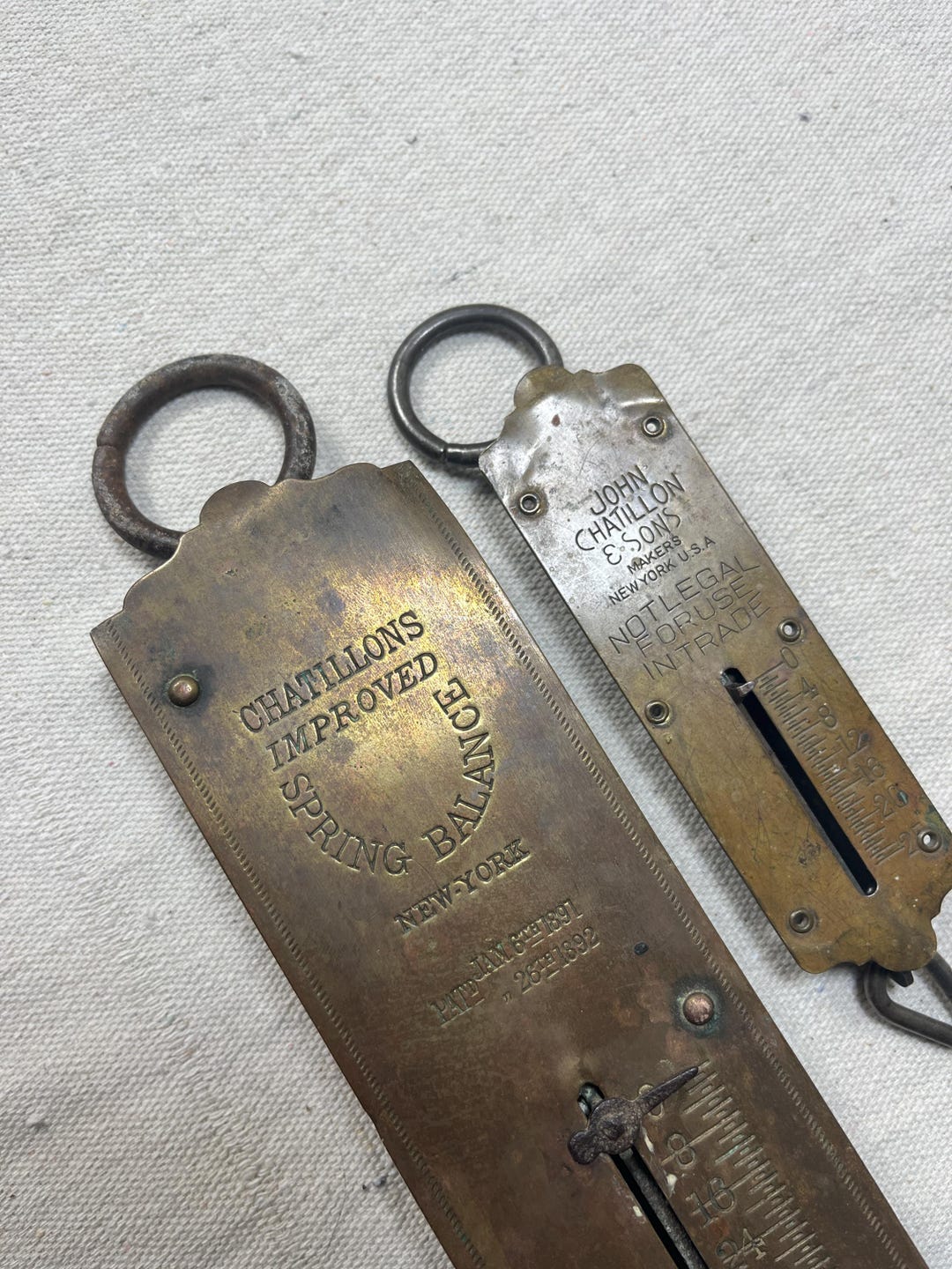2 Antique Brass Hanging Scales, by John Chatillon & Sons, Chatillon's ...
