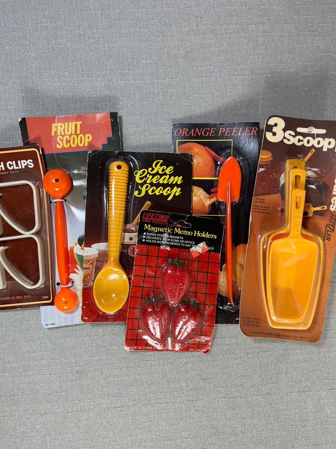6 Vintage Plastic Kitchen Utensils, Gadgets, New Old Stock, Ice Cream ...