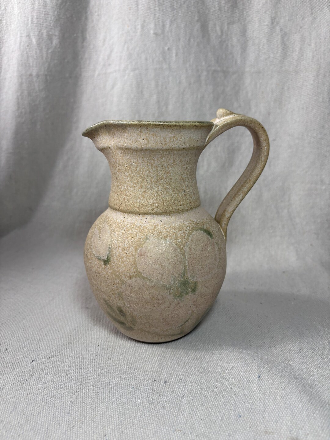 Vintage Pottery Pitcher, Beige and Light Green, Art Pottery, Studio ...