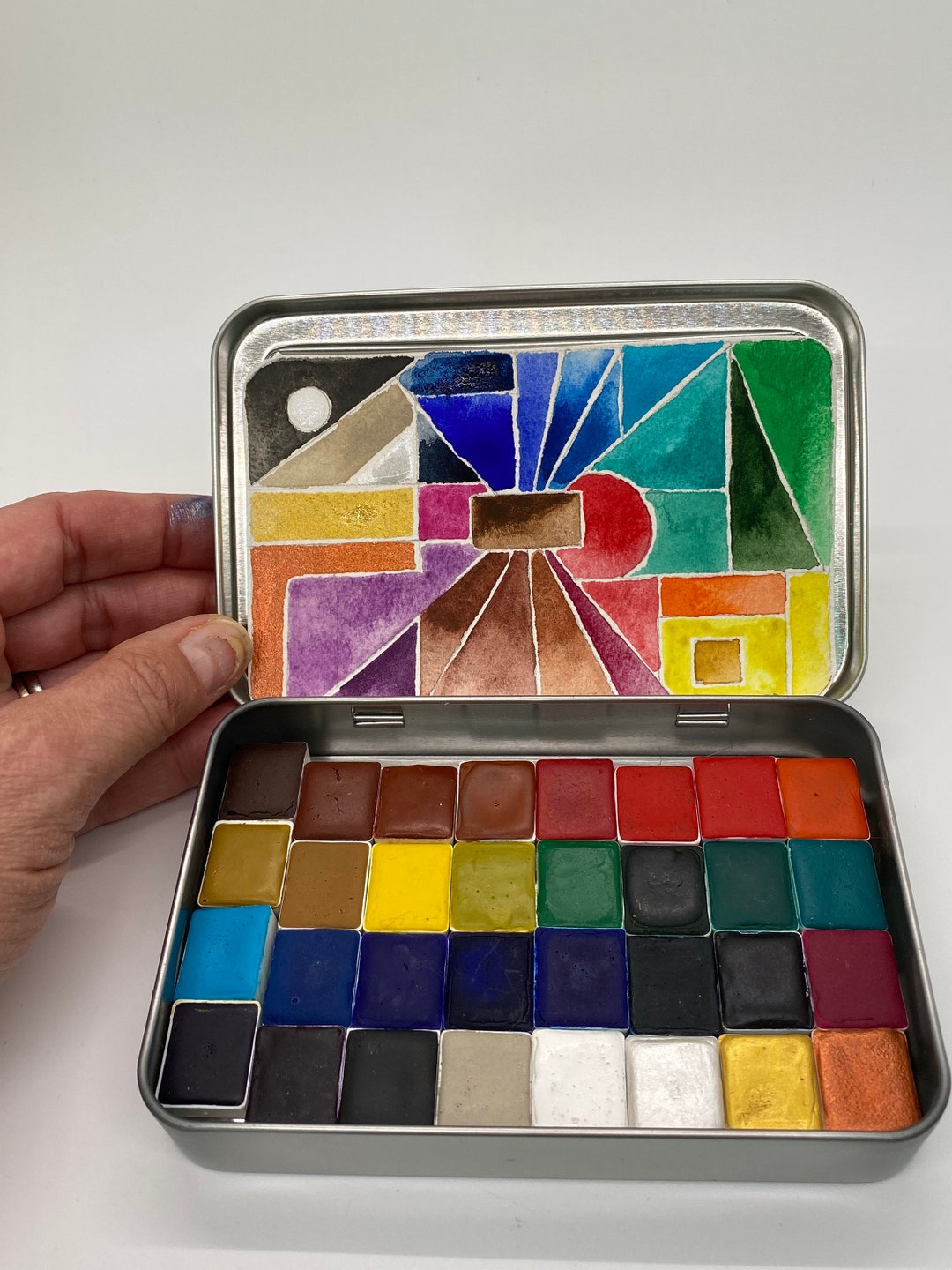 Handmade Watercolor Paint Set MURAL Set 32 Half Pans Includes Tin and ...