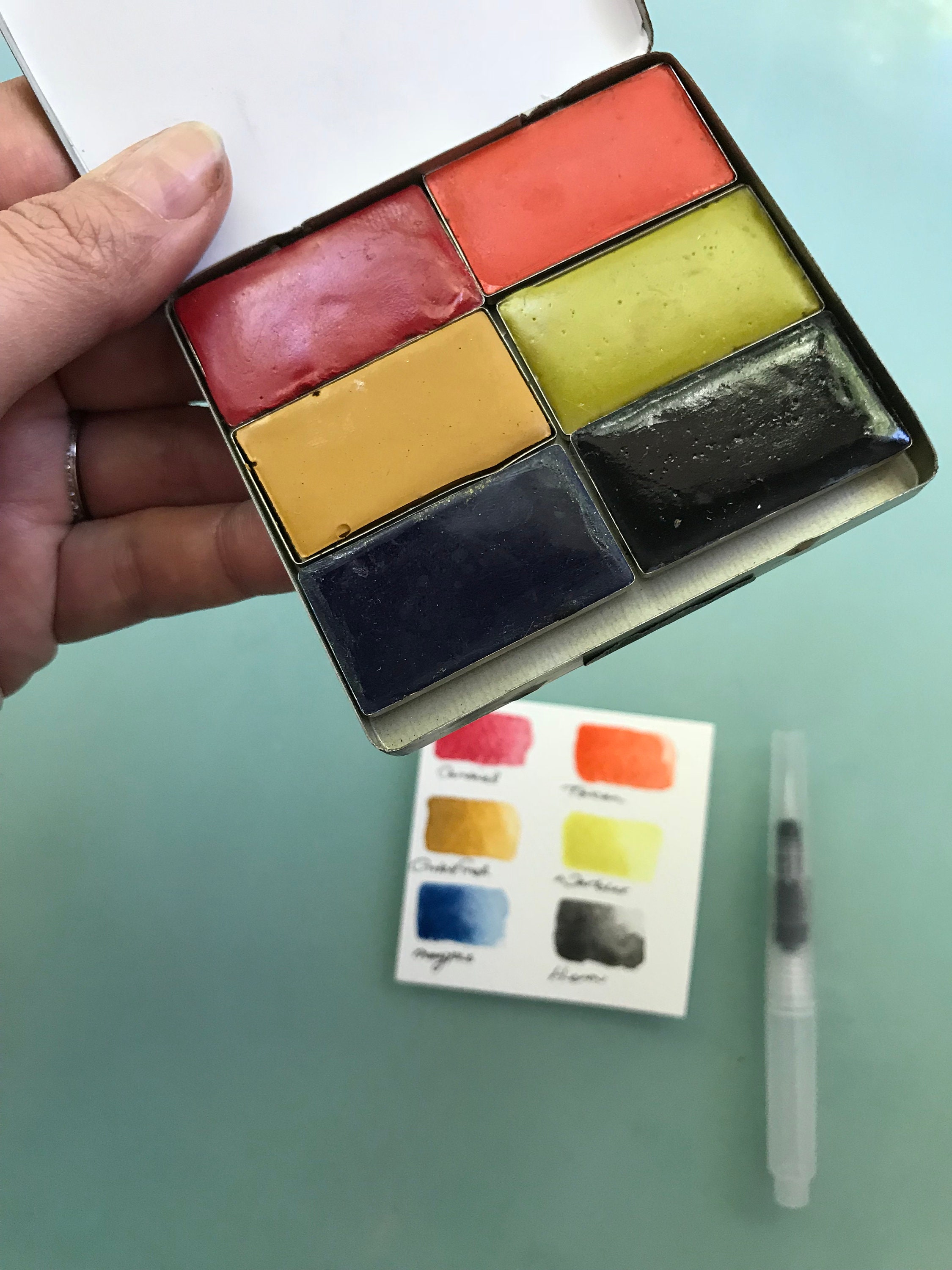 Handmade watercolor paint palette LIMITED edition 6 Whole Pans- in ...