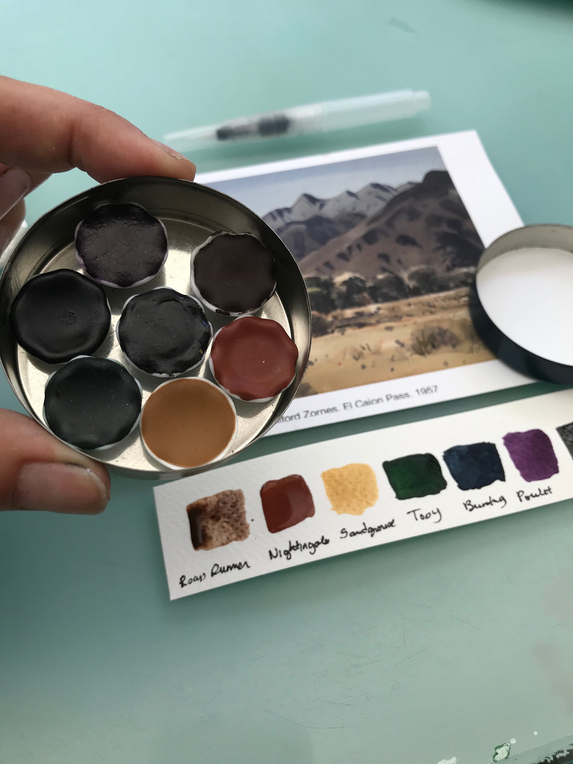 Handmade Watercolor Paint Palette LIMITED Edition 7 Porcelain Well In handmade-watercolor-paint-palette-limited-edition-7-porcelain-well-in