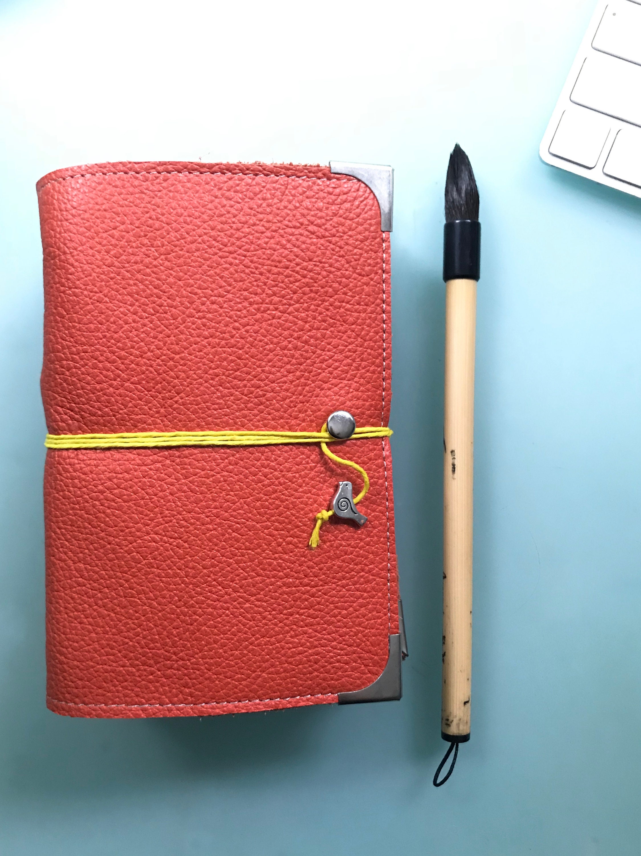 Orange Leather watercolor journal MERLIN 4.5 in x 6 in. - 40 pages ...