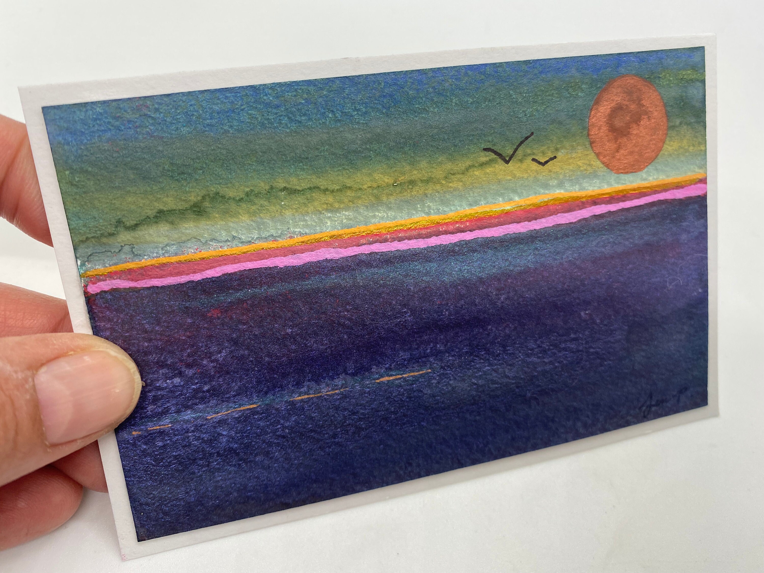 Hand Painted Watercolor Blank Note Card 3.25 x 5 with Envelope ...