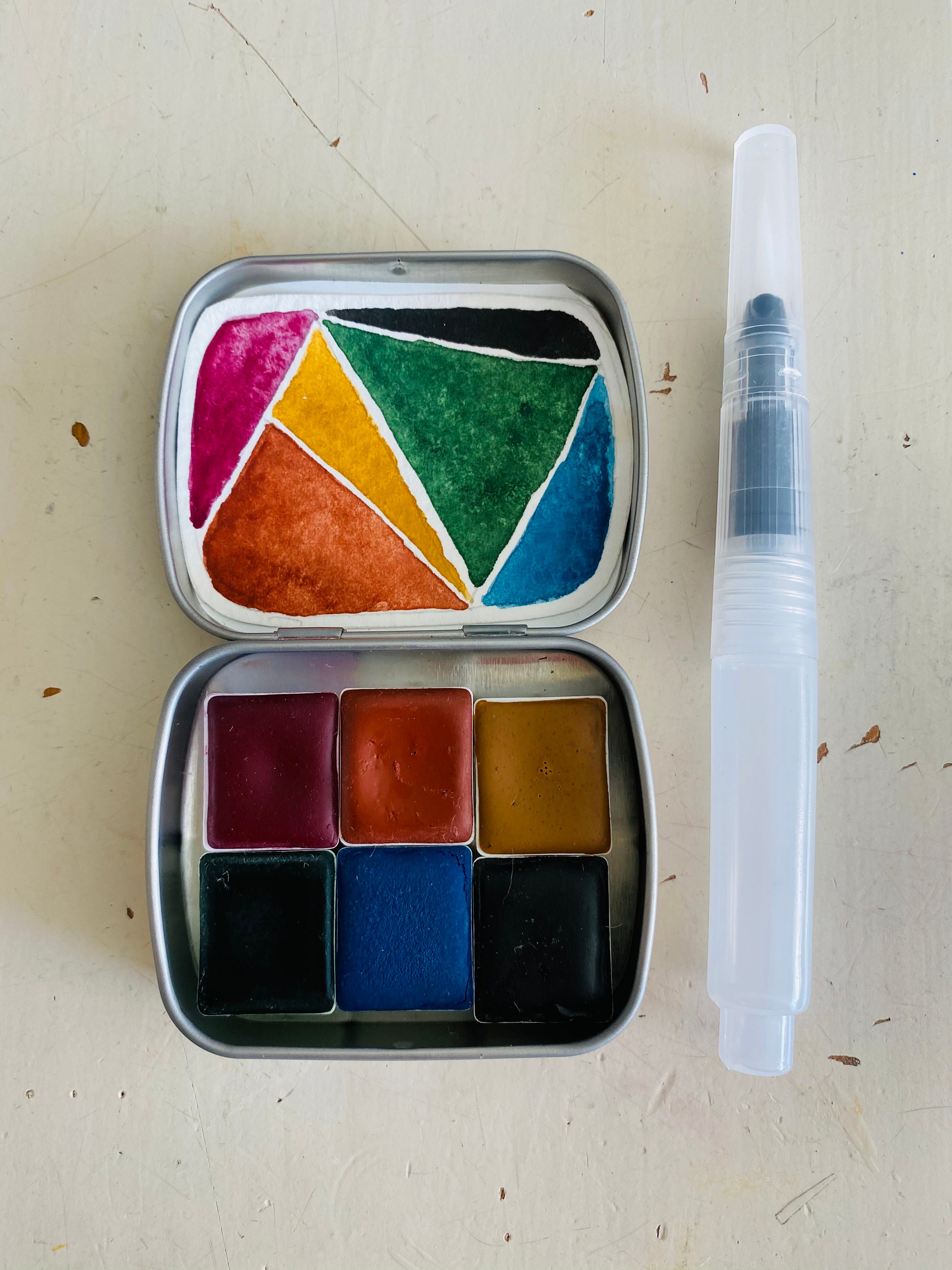 Watercolor handmade travel paint palette tin Mini Tin RAFTER kit ...