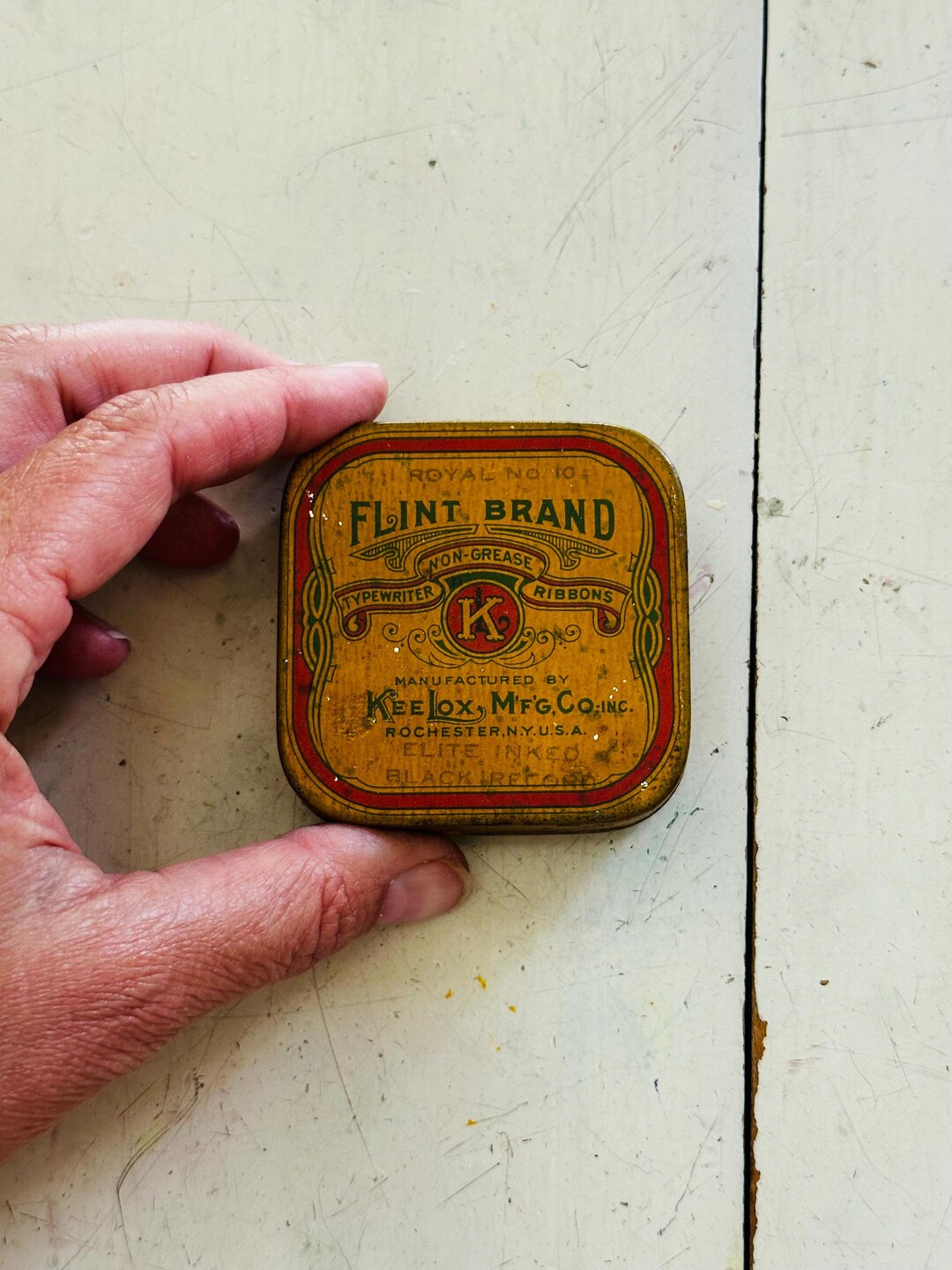 Vintage "flint Brand" Typewriter Tin Upcycled Watercolor Palette With 9 ...