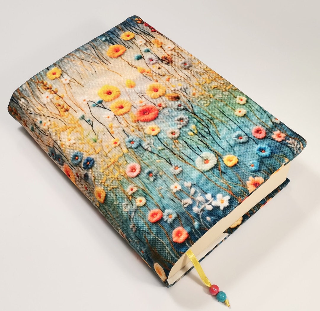 A5 Book Cover, Fabric Book Jacket, Adjustable Book Cover, Book ...