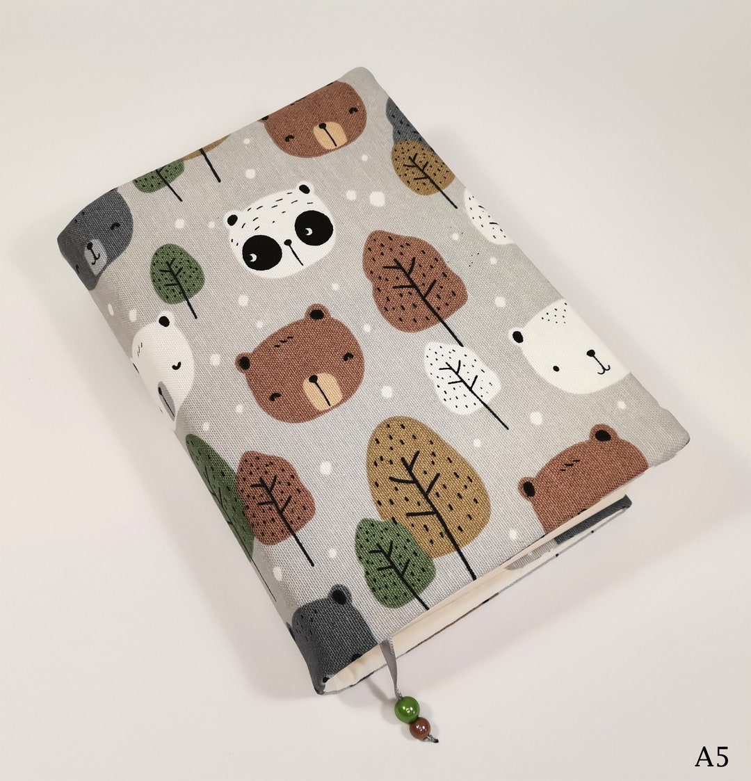 Bears Book Cover, Adjustable Book Cover, Padded Book Protector, A5 Book ...