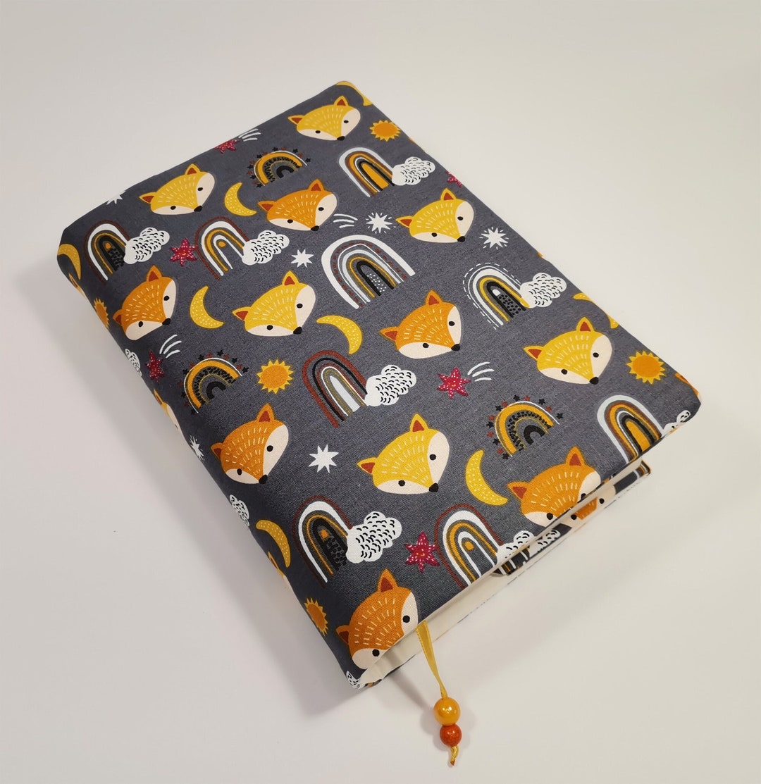 Foxes Book Cover, A5 Book Cover, Adjustable Book Cover, Fabric Book ...
