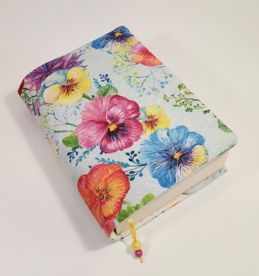 Violets Fabric Book Cover, A5 Book Cover, Adjustable Book Cover, Fabric ...