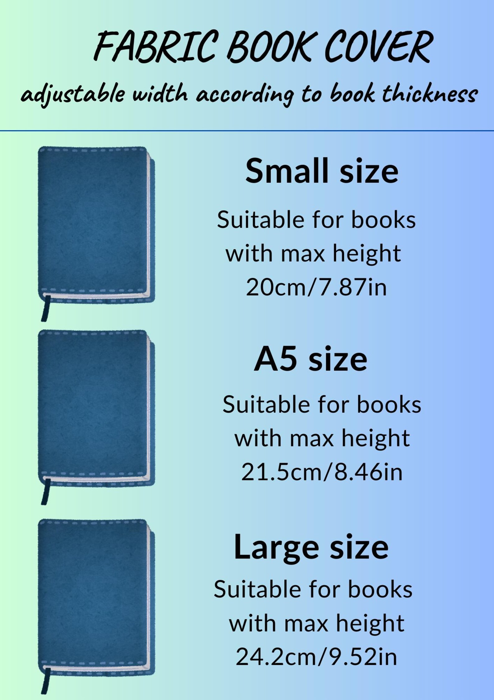 A5 Book Cover, Adjustable Book Cover, Fabric Book Cover, Reusable Book ...
