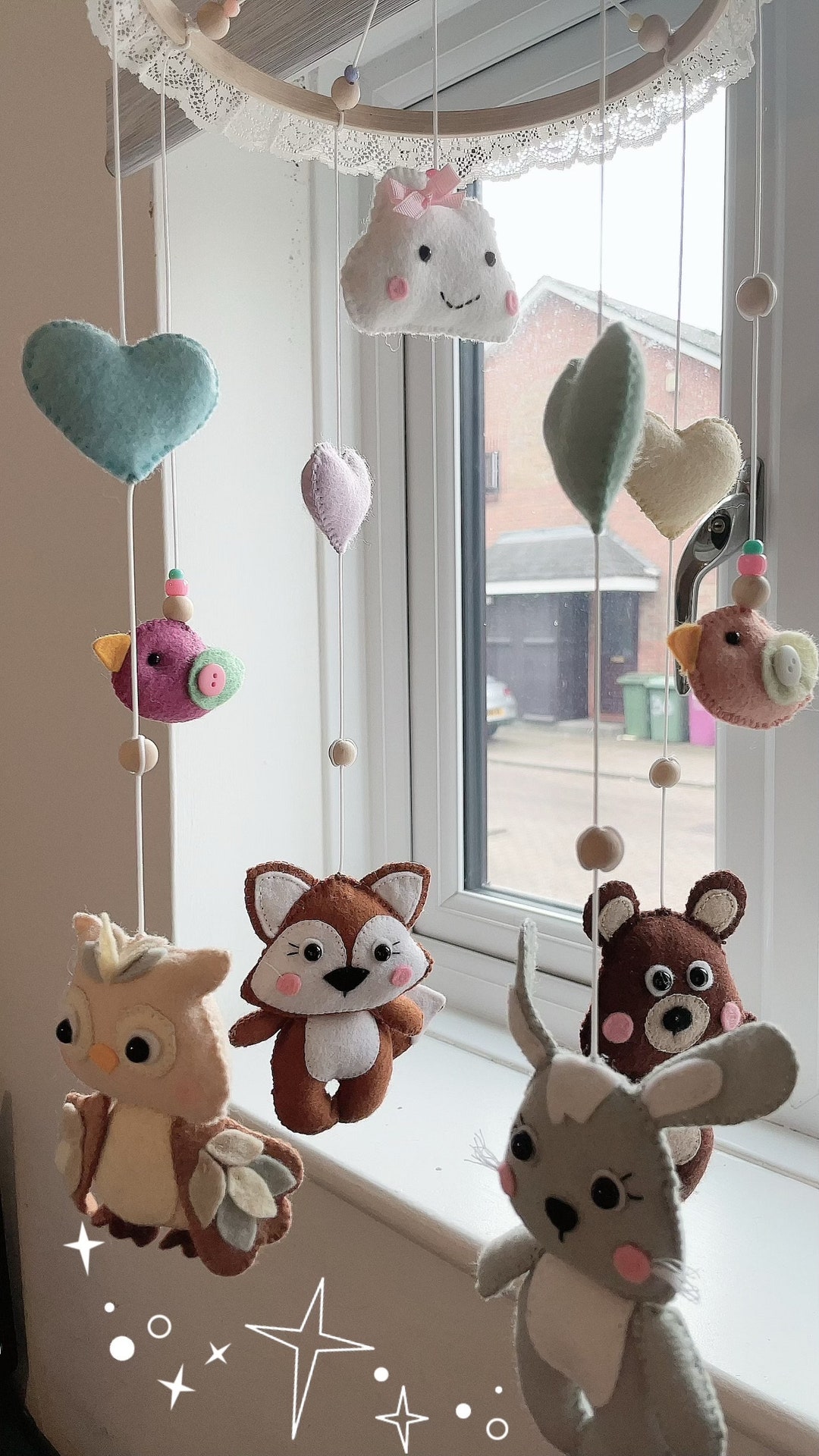 Hand Stitched Woodland Creatures Baby Mobile, Nursery Decor - Etsy