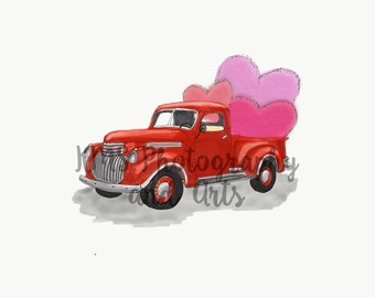 Valentines Day Sublimation, Vintage Truck Png, Valentine Truck PNG ...