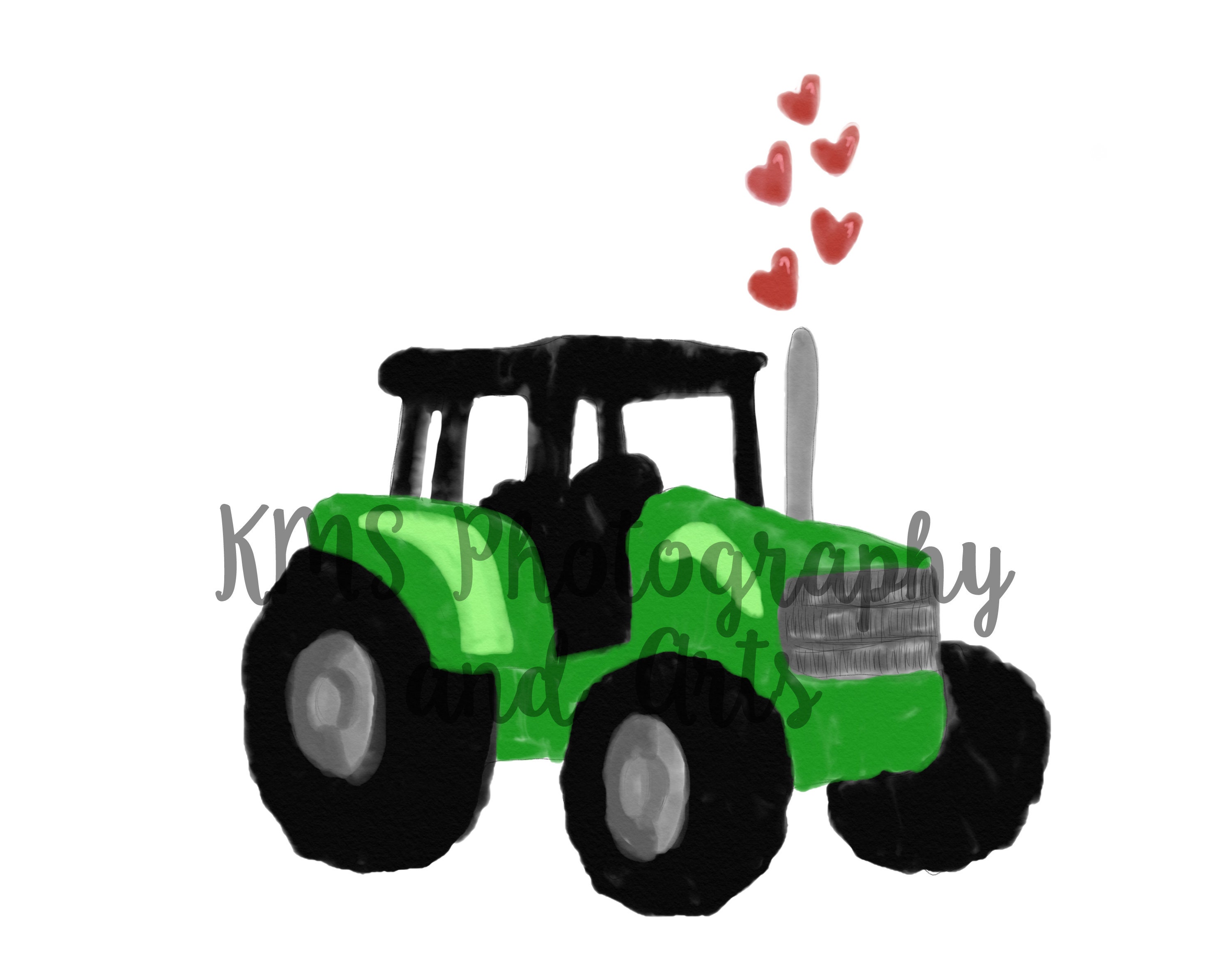 Valentine Tractor PNG acuarela digital - Etsy España