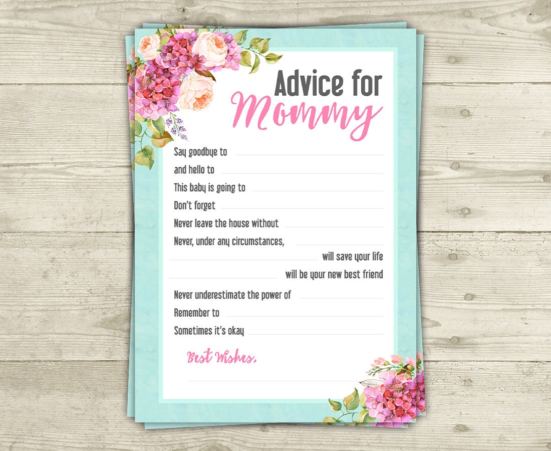 Advice for Mommy Baby Shower Game Advice Card for New Mom | Etsy