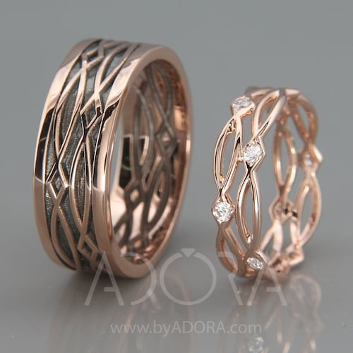 New Infinity His and Hers Set Titanium Wedding Rings - Etsy