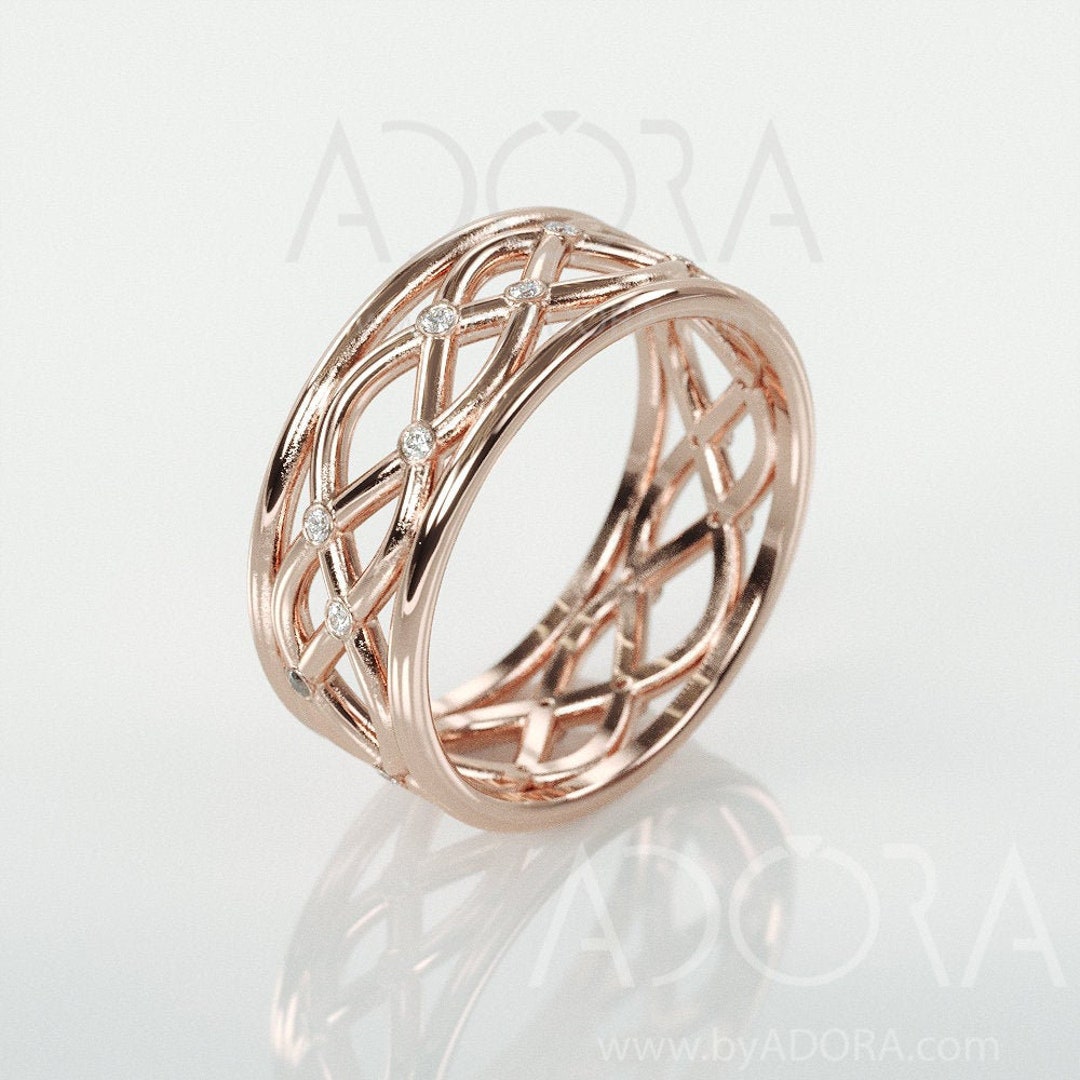 Handmade 14k Rose Gold Celtic Ring Set With Diamonds - Etsy UK