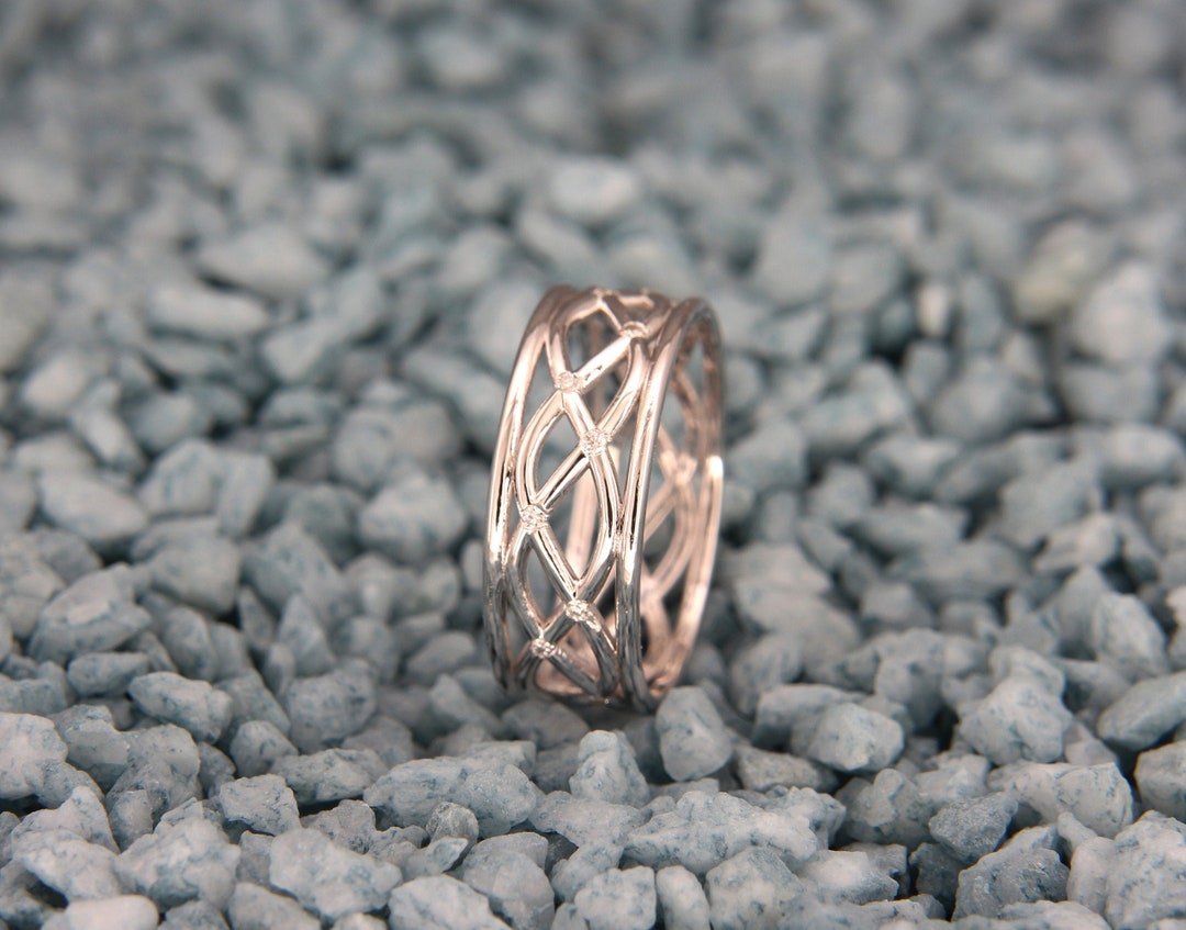 Handmade 14k White Gold Celtic Ring Set With Diamonds Handmade 14k ...