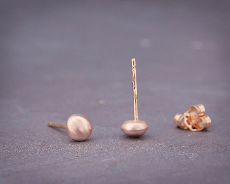 14K Rose Gold Pebbles Stud Earrings Handmade 14k Rose Gold - Etsy Israel