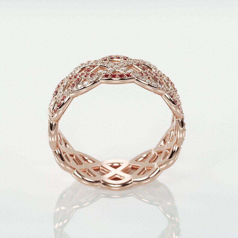 Handmade Ruby Celtic Wedding Ring | 14k Rose Gold Celtic Ring Set With ...
