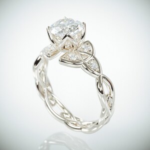 Lab Created Diamond Trinity Knot Engagement Ring 14k Rose Gold ...