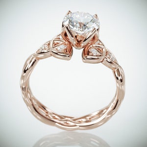 Lab Created Diamond Trinity Knot Engagement Ring 14k Rose Gold ...