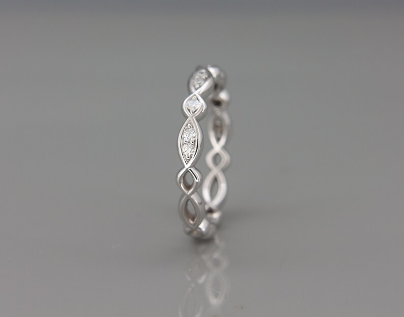 14k White Gold Diamond Celtic Wedding Ring | Handmade 14k White ...