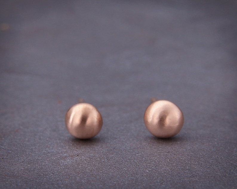 14K Rose Gold Pebbles Stud Earrings Handmade 14k Rose Gold - Etsy Israel