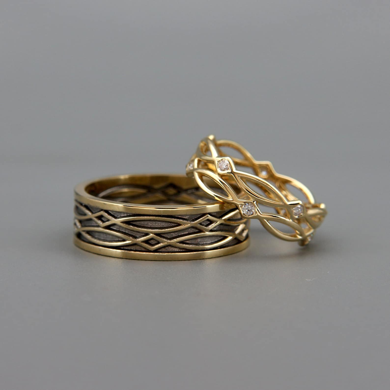 Handmade 14k Gold His and Hers Celtic Wedding Bands Set - Etsy