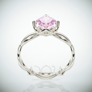 Lab Created Pink Diamond Engagement Ring | 14k White Gold Celtic ...
