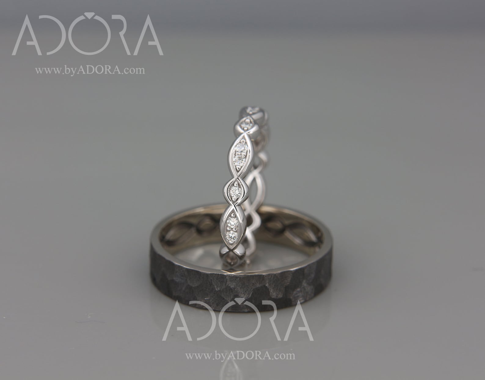 14K White Gold Celtic Wedding Rings Set With Diamonds 14k - Etsy