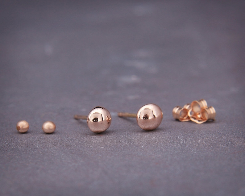 Handmade 14K Rose Gold Pebbles Stud Earrings 14k Rose Gold - Etsy