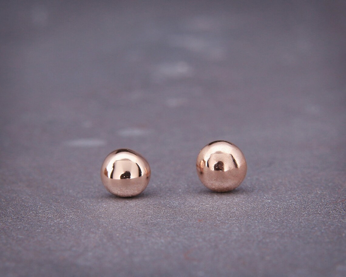 Handmade 14K Rose Gold Pebbles Stud Earrings 14k Rose Gold - Etsy