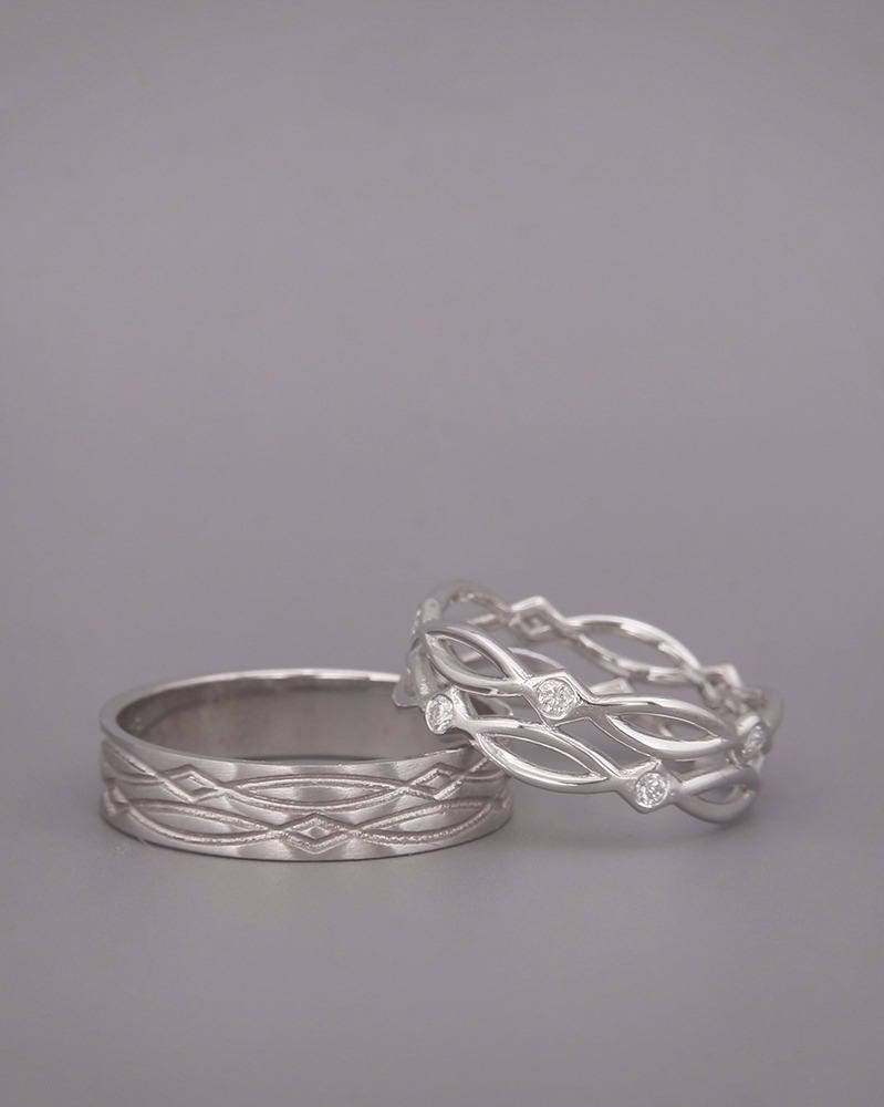 14K White Gold Eternity Wedding Rings set with Diamonds | Etsy