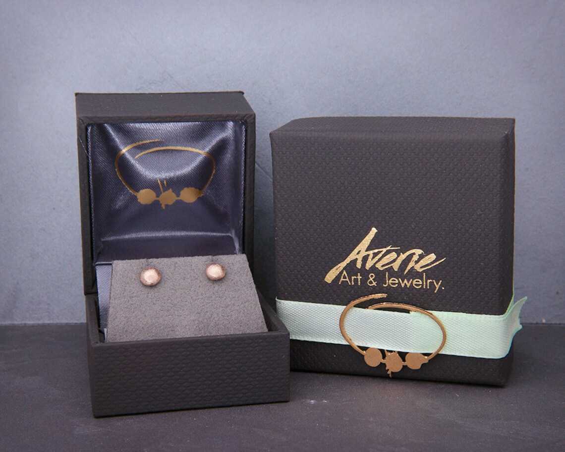 14K Rose Gold Pebbles Stud Earrings Handmade 14k Rose Gold - Etsy Israel