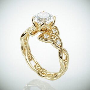 Lab Created Diamond Trinity Knot Engagement Ring 14k Rose Gold ...
