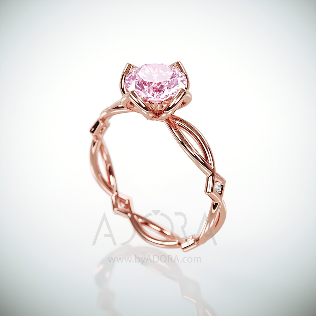 Lab Created Pink Diamond Engagement Ring | 14k Rose Gold Celtic ...