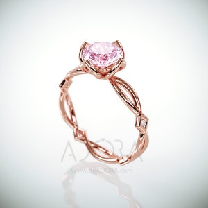 Lab Created Pink Diamond Engagement Ring | 14k Rose Gold Celtic ...