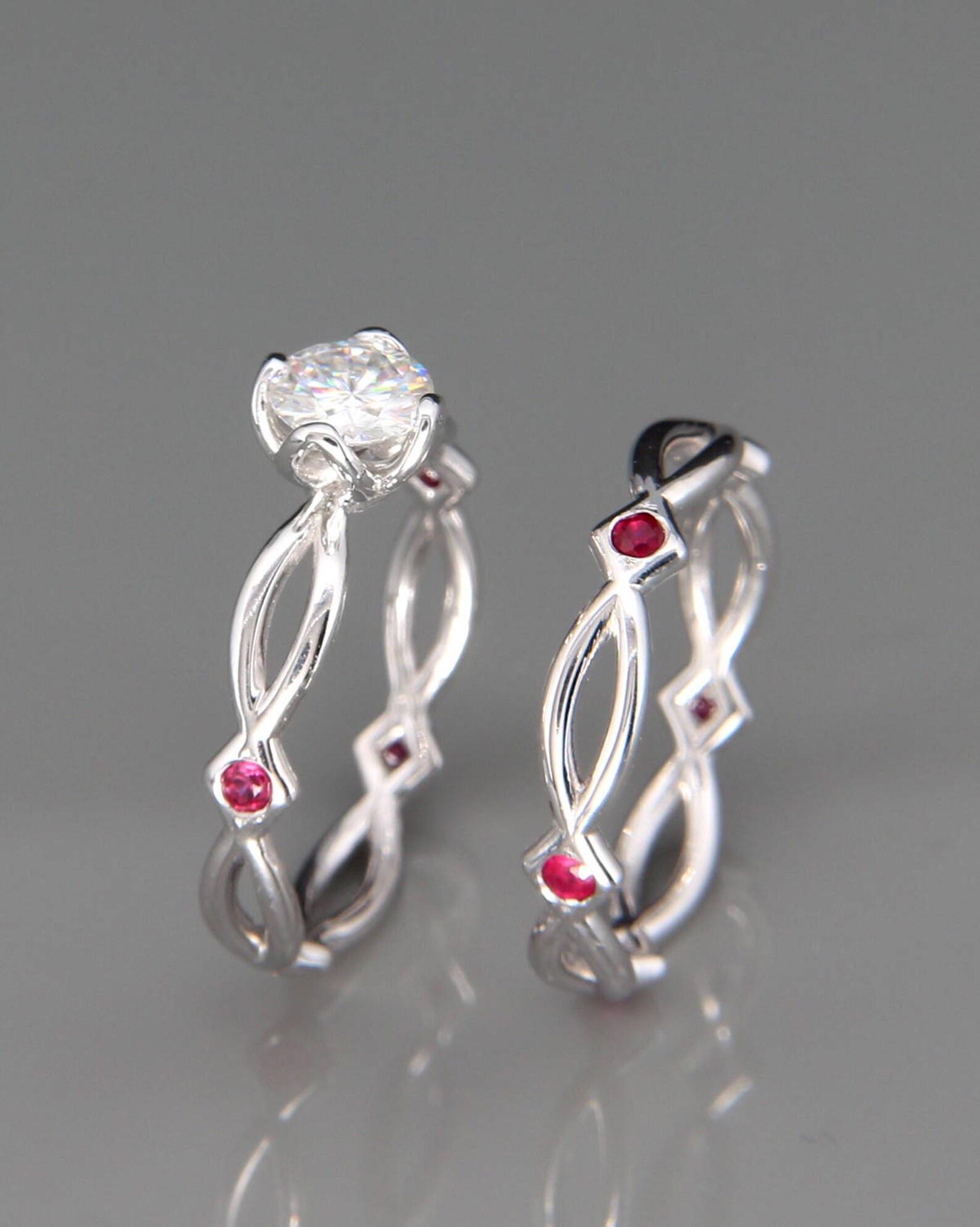 14K White Gold Eternity Bridal Rings Set With Charles & - Etsy Israel