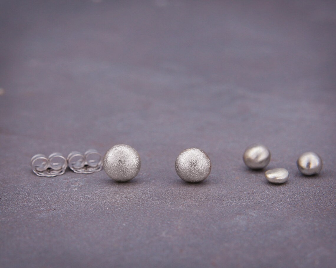 Handmade 14K Rose Gold Pebbles Stud Earrings 14k Rose Gold - Etsy