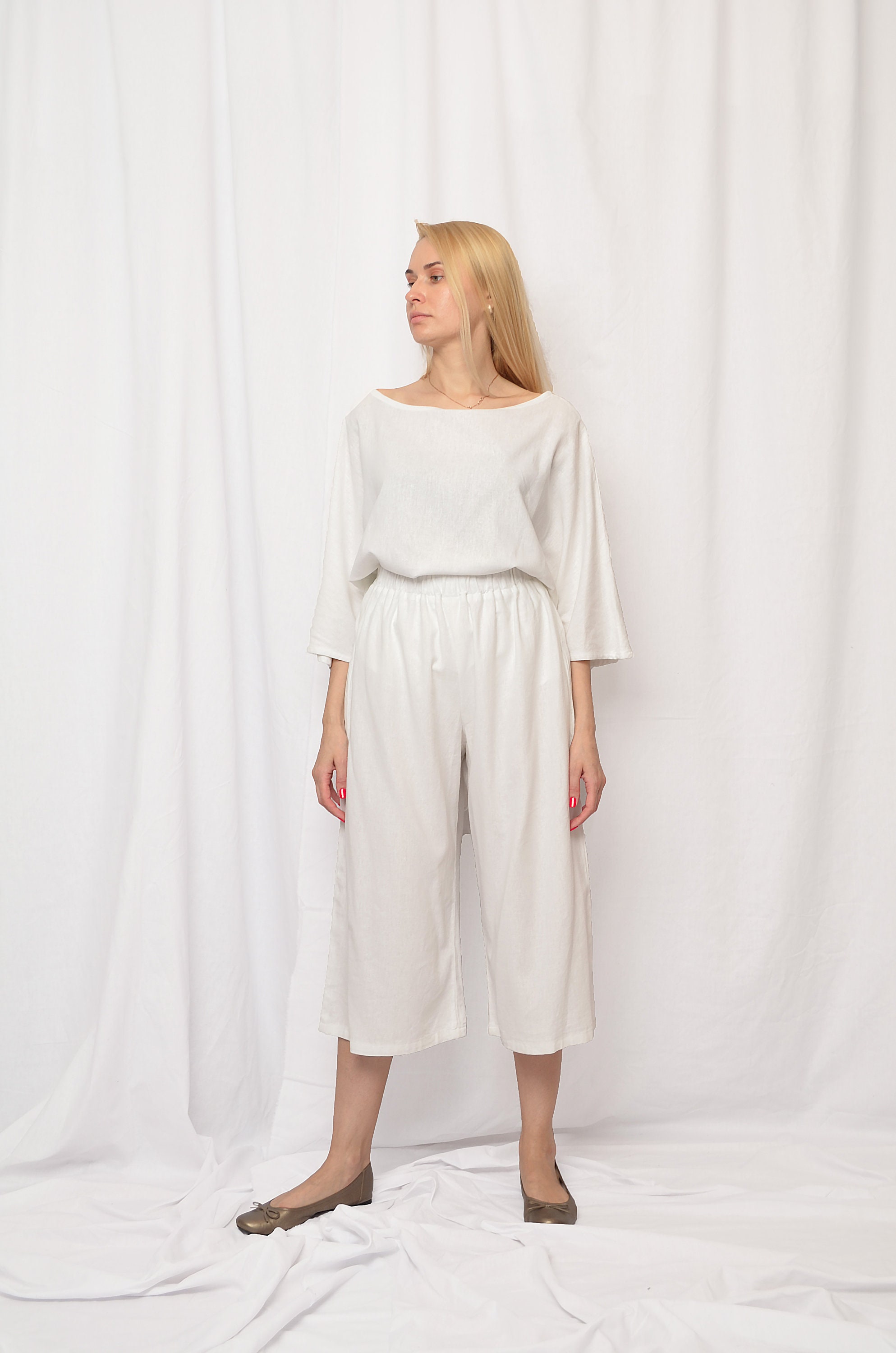 Linen boho pants clothing free shipping white linen pants | Etsy